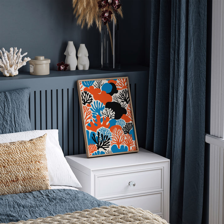 Retro Blue Coral Reefs Botanical Art Print – HypeSheriff Europe