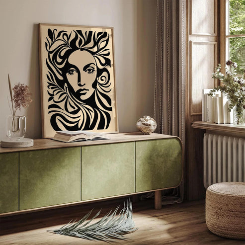 Black Ink Style Woman Face Portrait Art Print – HypeSheriff Europe