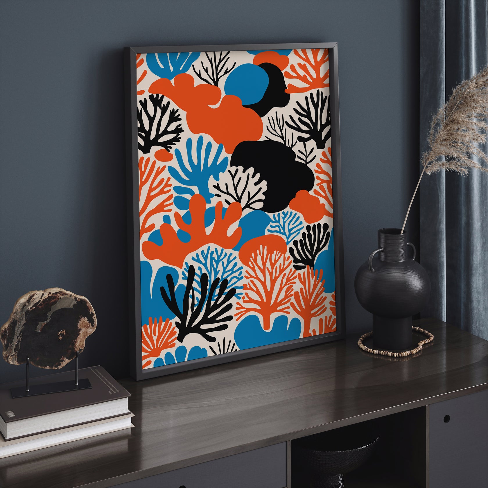 Retro Blue Coral Reefs Botanical Art Print – HypeSheriff Europe