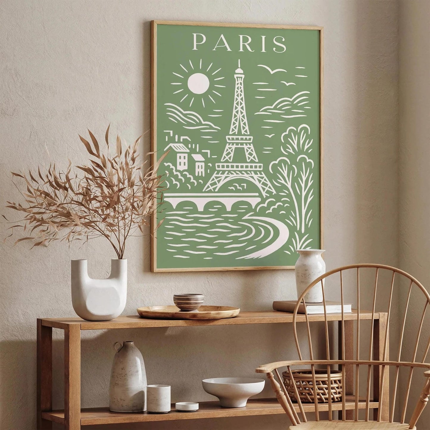 Paris Cityscape in Pistachio Green Tones Poster – HypeSheriff Europe