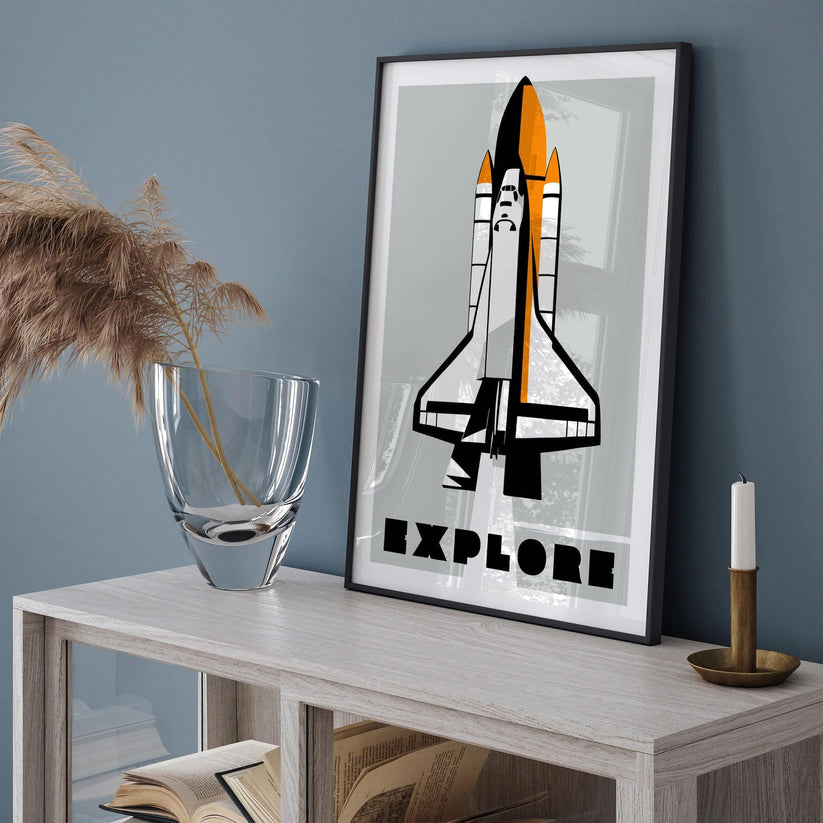 Explore - Minimalist Space Shuttle Poster – HypeSheriff Europe