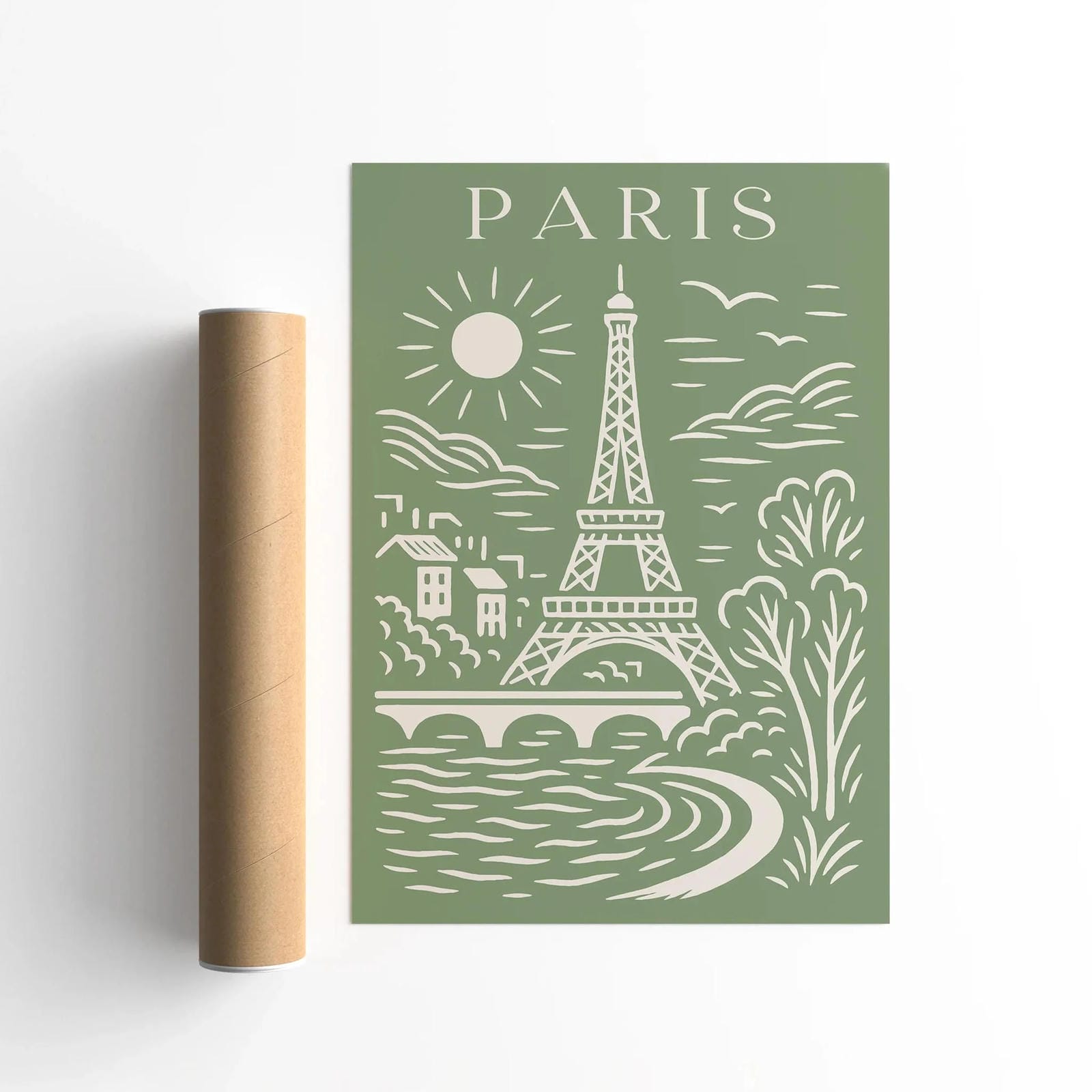 Paris Cityscape in Pistachio Green Tones Poster – HypeSheriff Europe