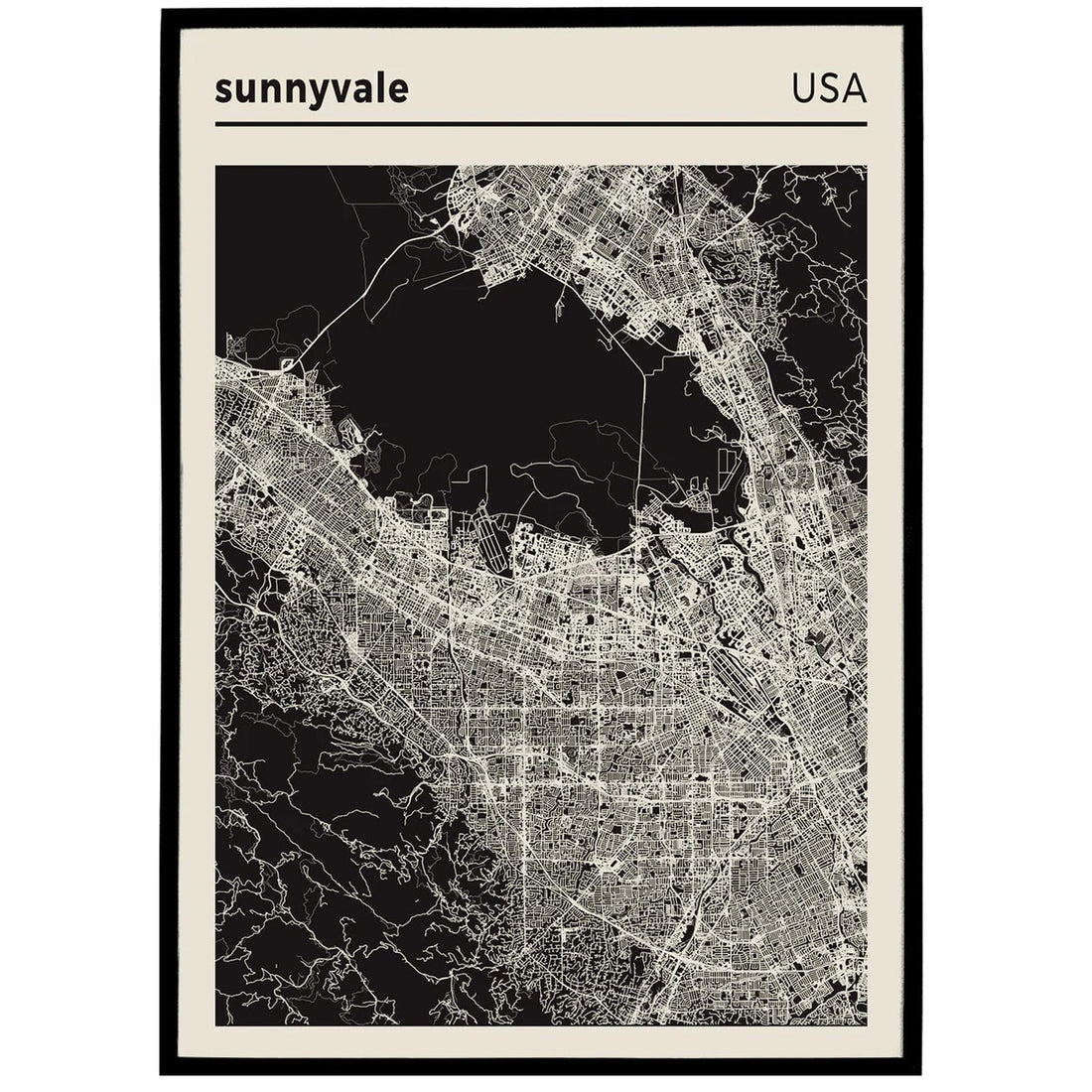 Sunnyvale - USA, Map Art Print – HypeSheriff Europe