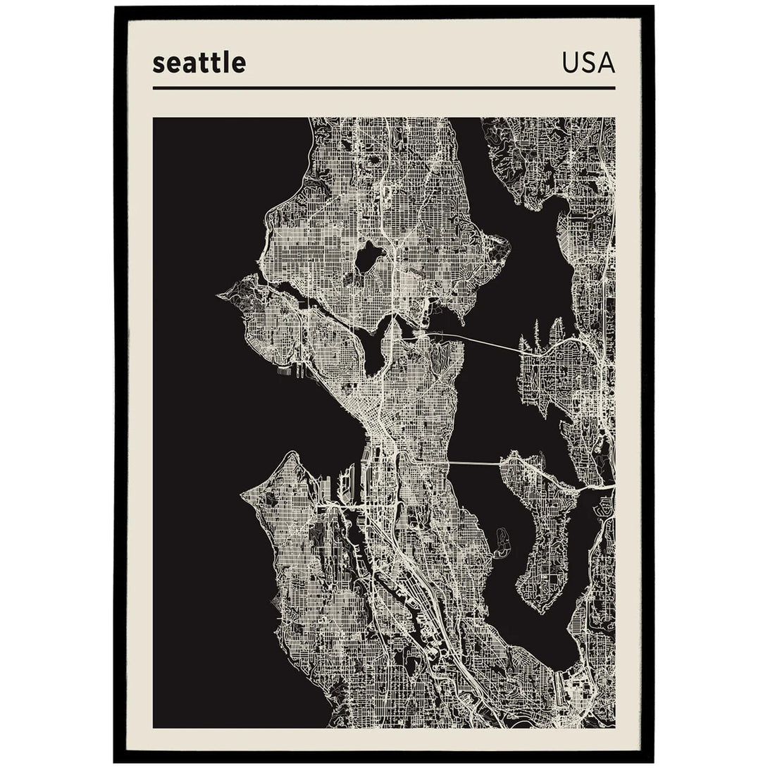 Seattle, USA - Map Art Print – HypeSheriff Europe