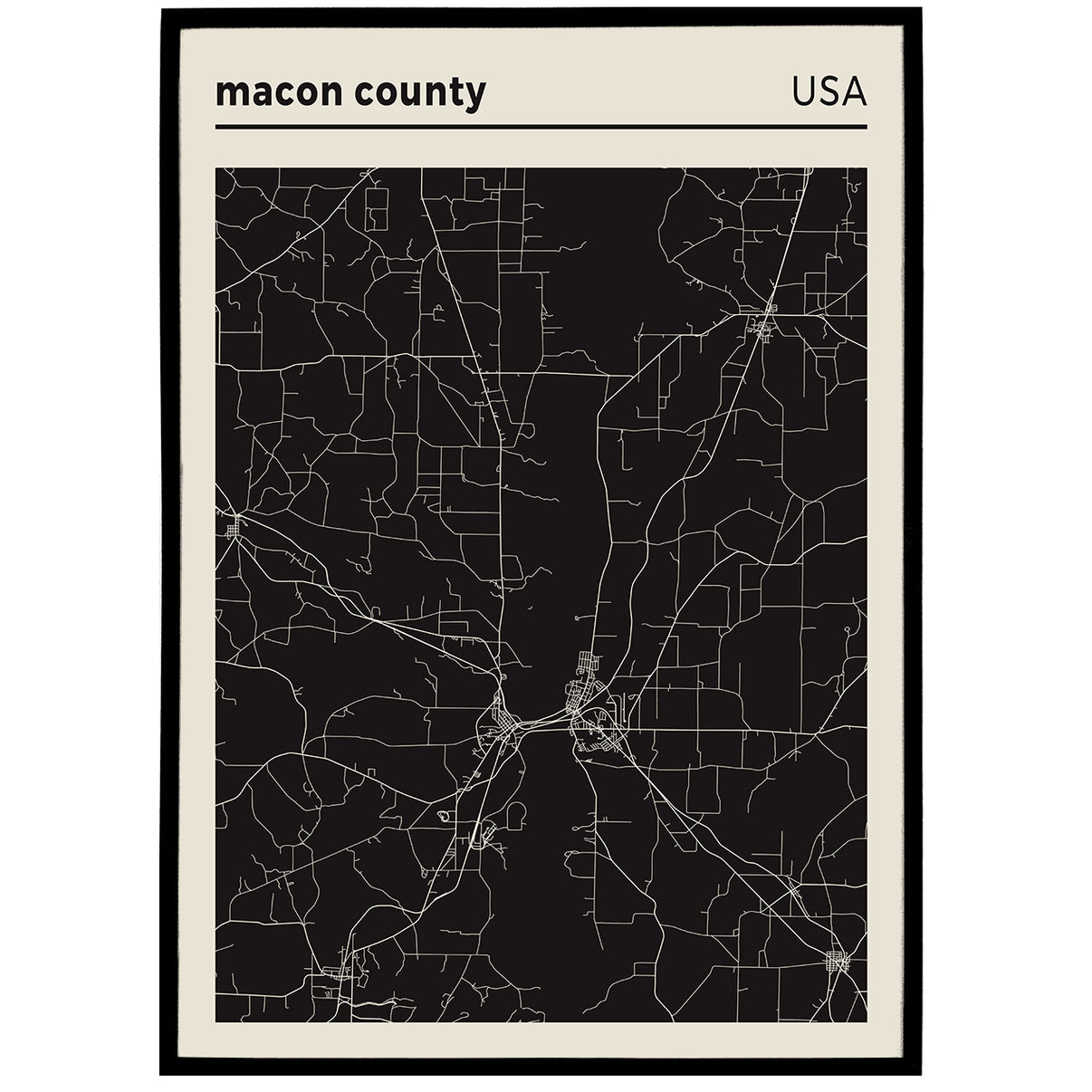 Macon County USA - Map Poster – HypeSheriff Europe