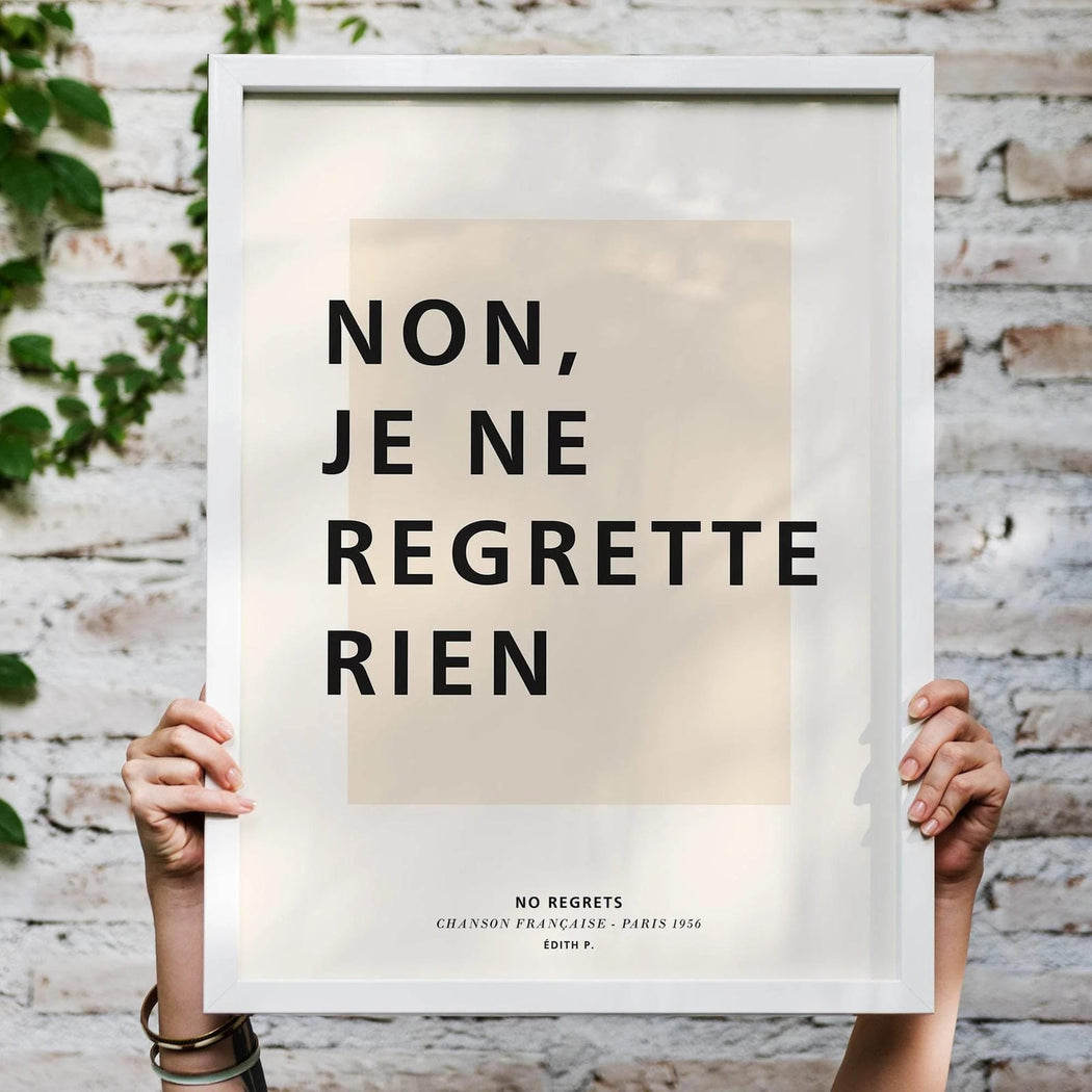 No Regrets - Elegant Typography Poster — HypeSheriff Europe